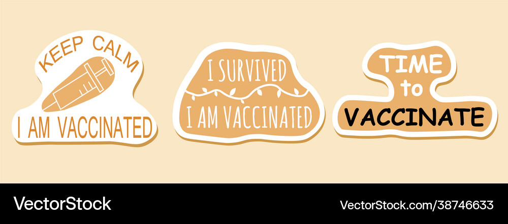 Hand drawn stickers with text i am vaccinated i g Vector Image
