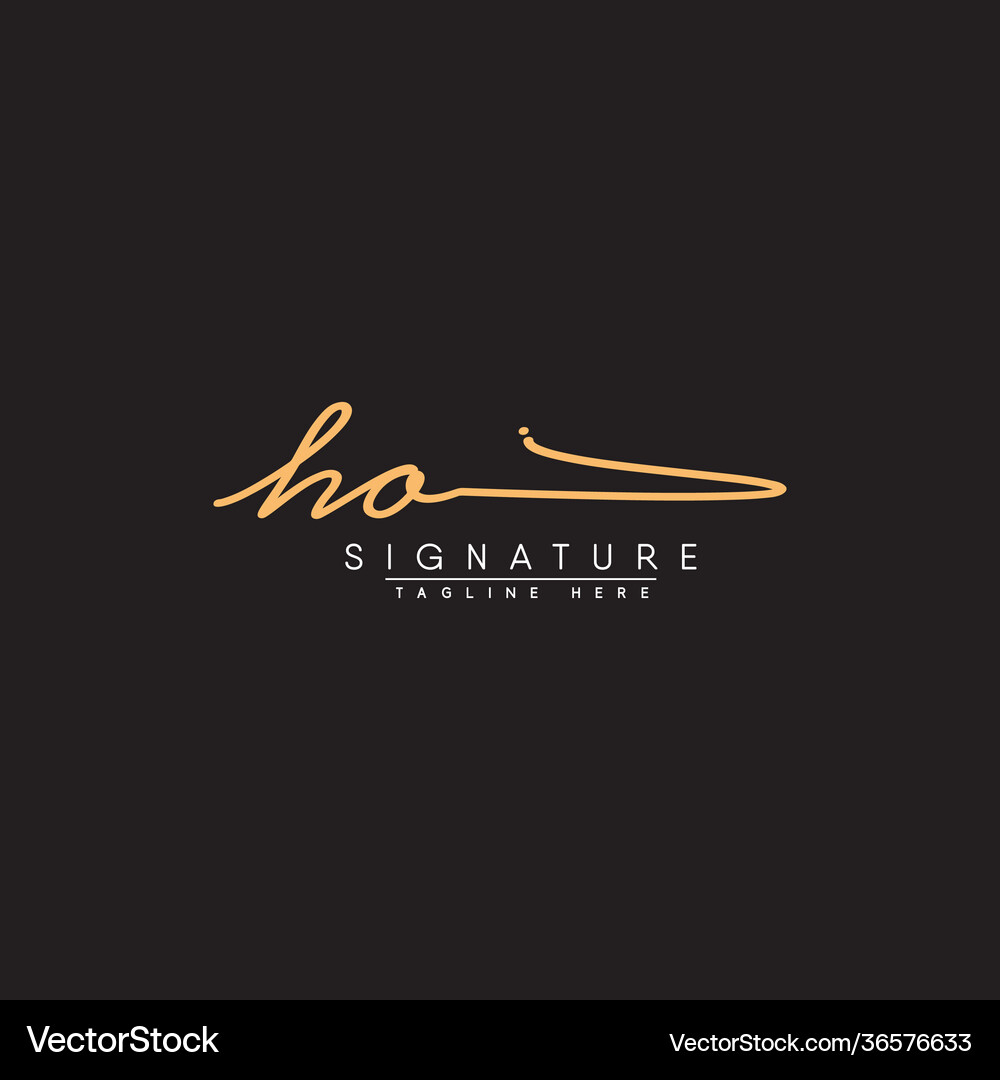 Ho initial letter logo - hand drawn signature Vector Image