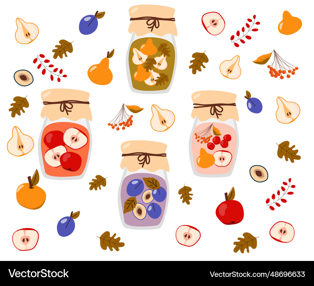 Homemade compote - jar with drink from apple pear Vector Image