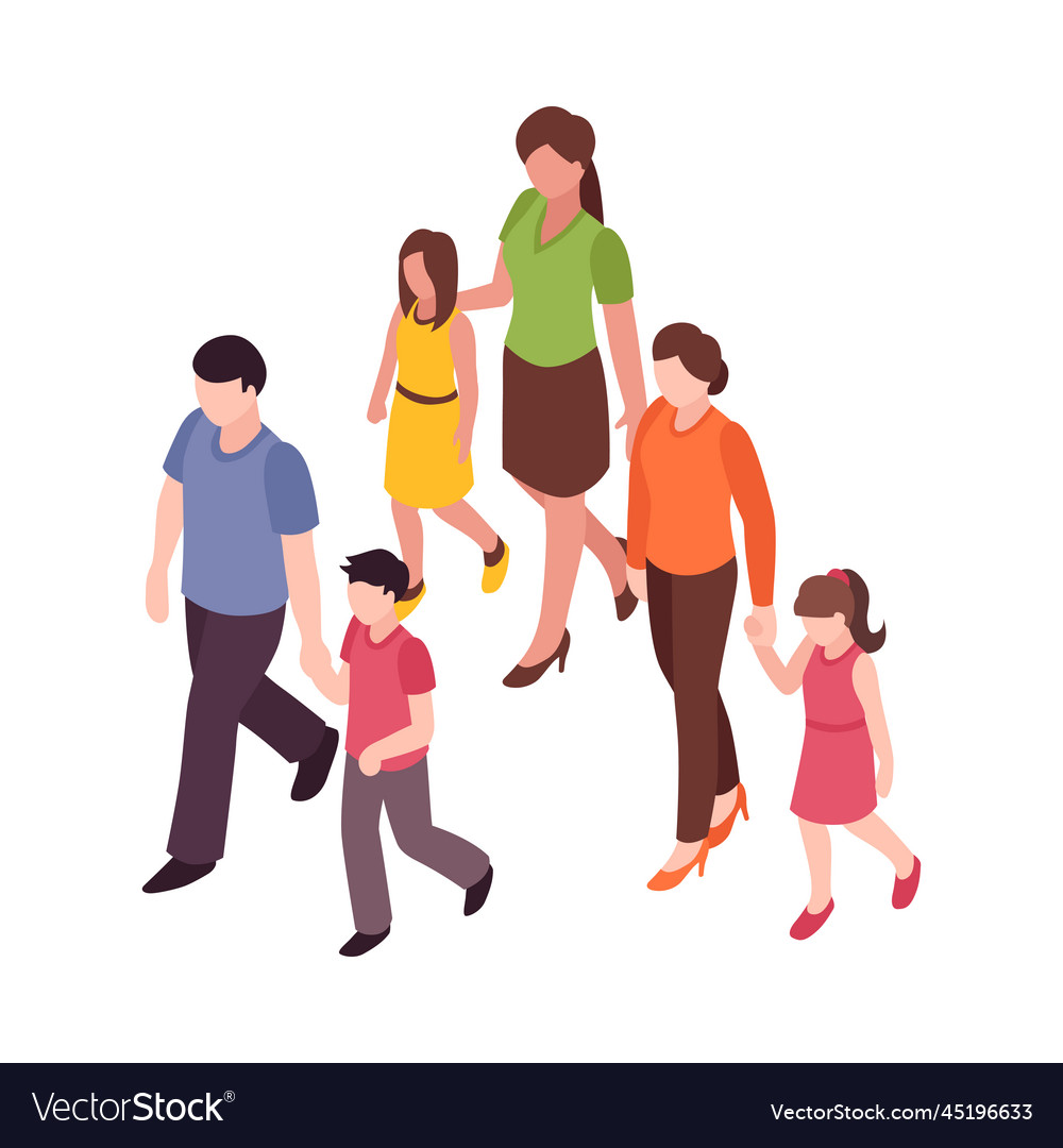 Isometric excursion group composition Royalty Free Vector