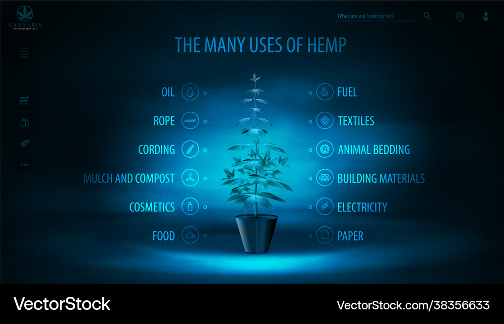 Many uses hemp dark and blue digital poster Vector Image