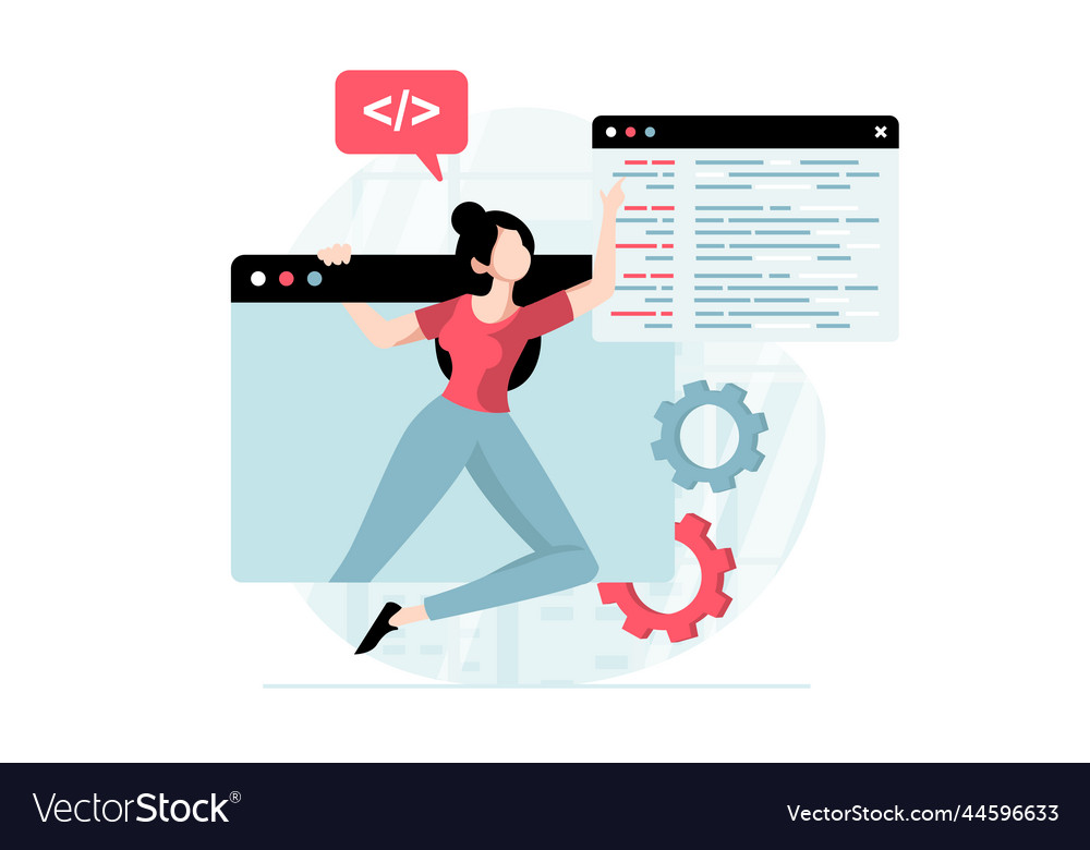 Software development concept with people scene Vector Image