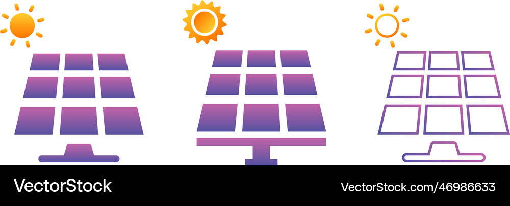 Solar sun energy icons collection Royalty Free Vector Image