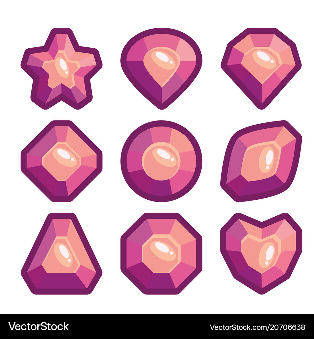 A set of violet emblems precious stones Royalty Free Vector