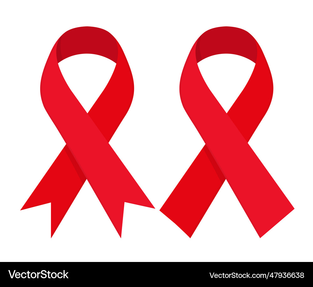 Aids awareness red ribbon icon concept image icon Vector Image