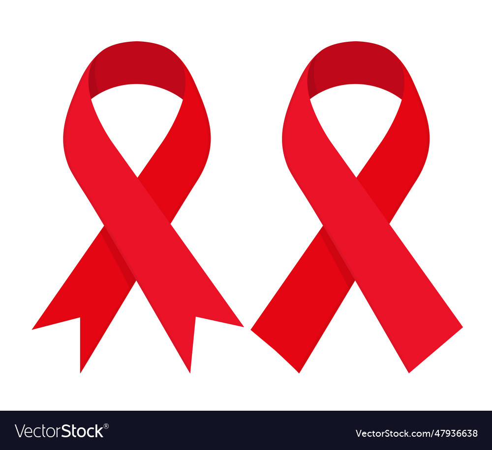 Aids awareness red ribbon icon concept image Vector Image