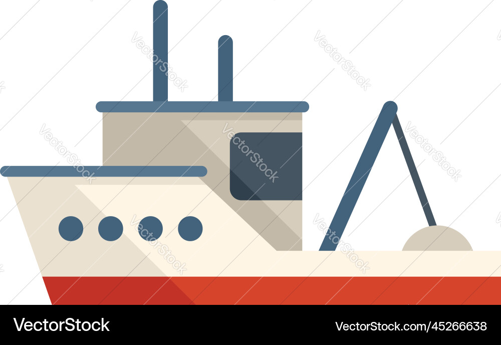 Catch fish boat icon flat sea ship Royalty Free Vector Image