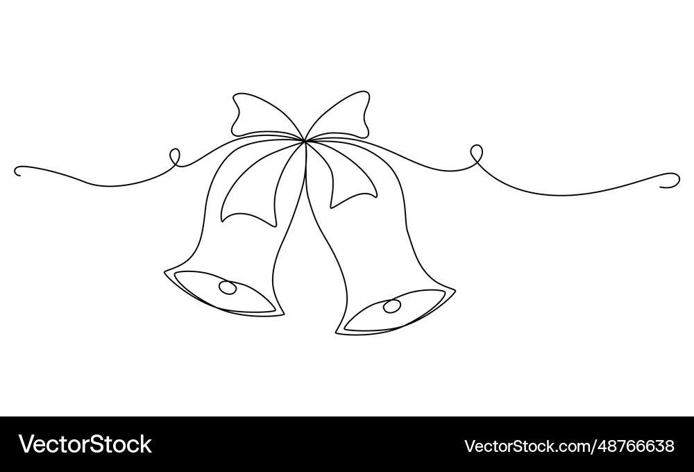 Christmas jingle bells hand draw one single line Vector Image