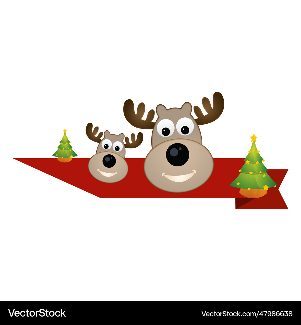 Christmas reindeer ribbon Royalty Free Vector Image