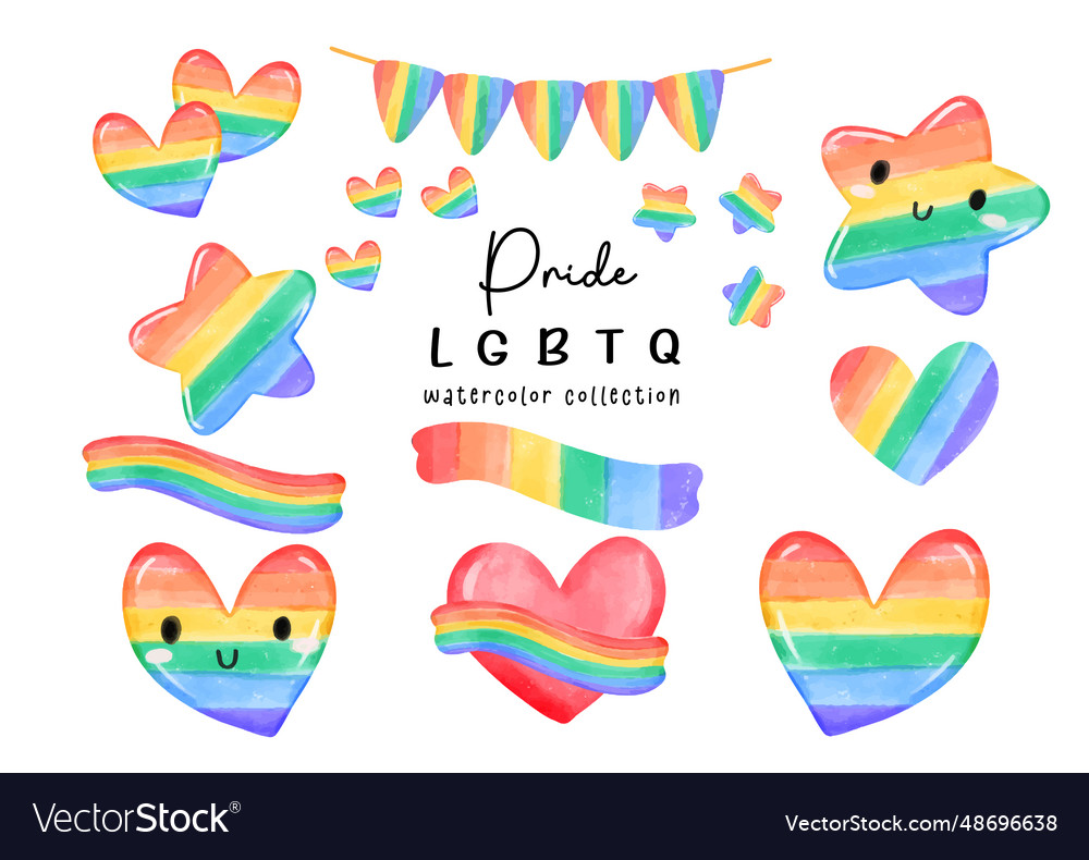 Cute cheerful pride month watercolor element Vector Image
