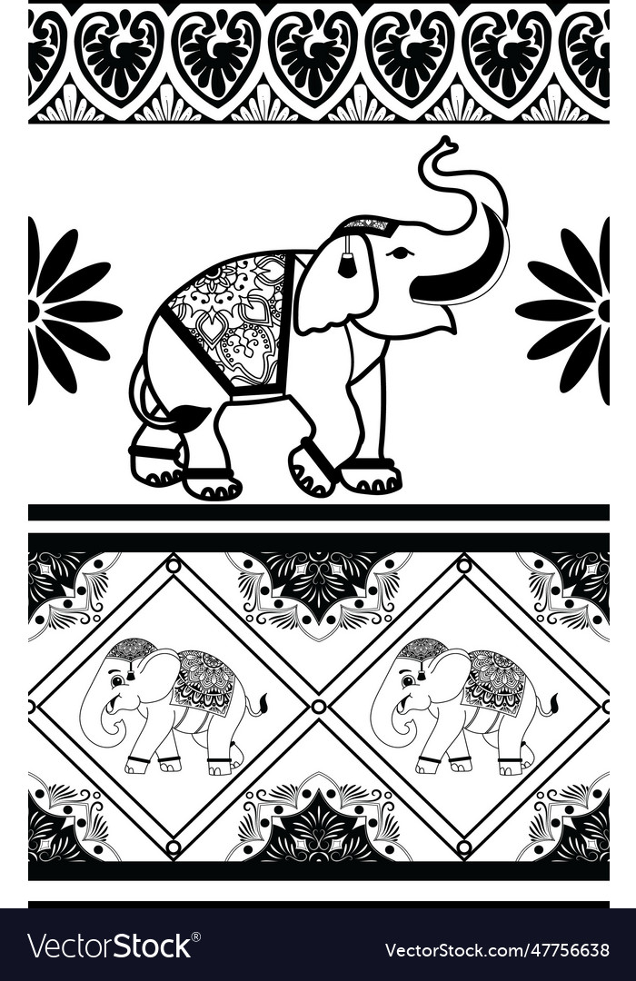 Elephant pattern seamless white stripes black Vector Image