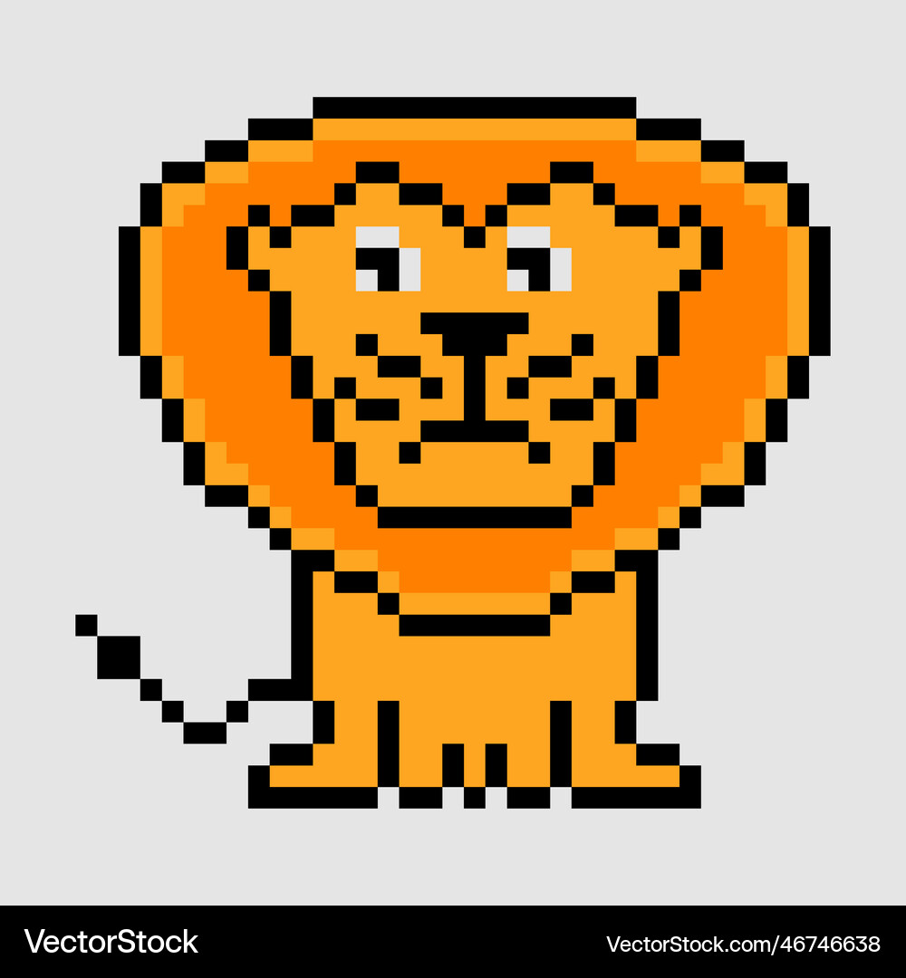 Lion pixel art isolated on white background Vector Image