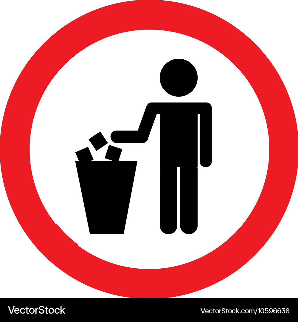 Littering signal traffic circle Royalty Free Vector Image