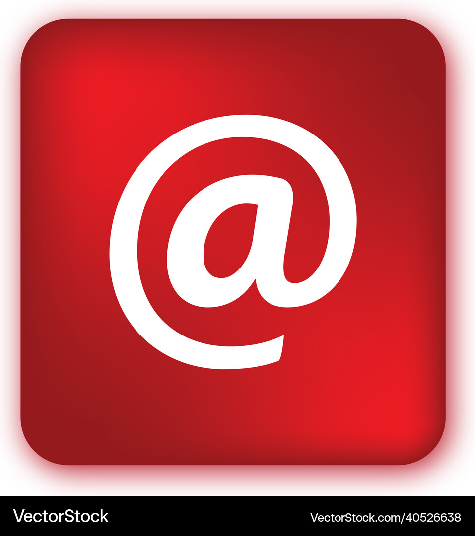 Mail at sign on the red box Royalty Free Vector Image
