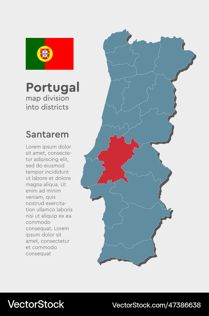 Map portugal and district santarem Royalty Free Vector Image
