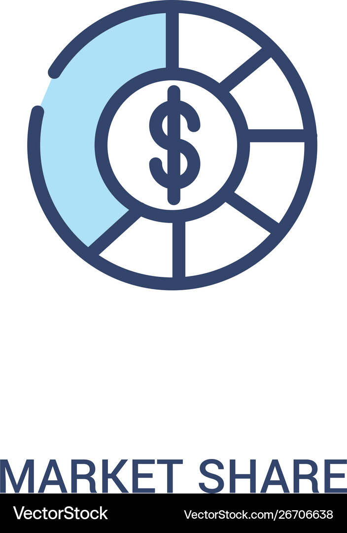 Market share concept 2 colored icon simple line Vector Image