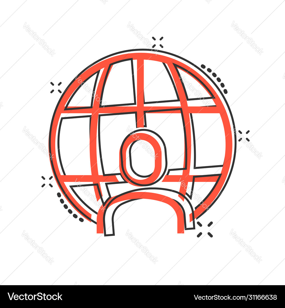 People global icon in comic style world Royalty Free Vector