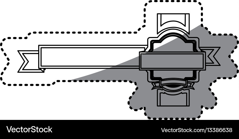 Sticker silhouette heraldic border with long Vector Image