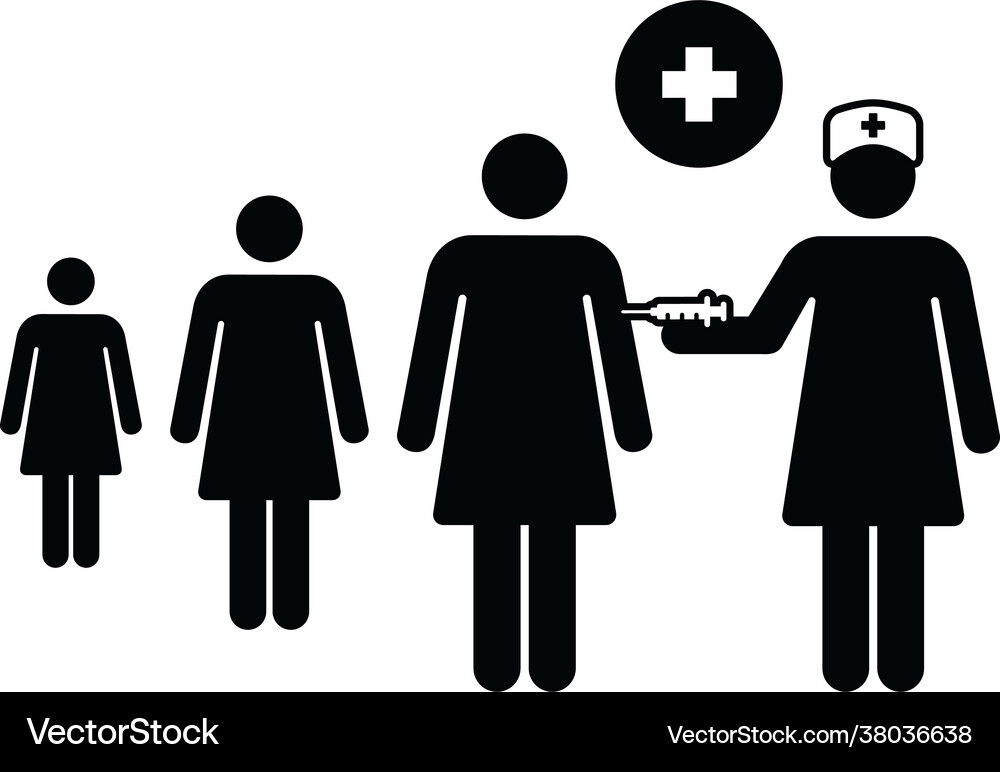 Vaccination symbol icon with vaccine injection Vector Image