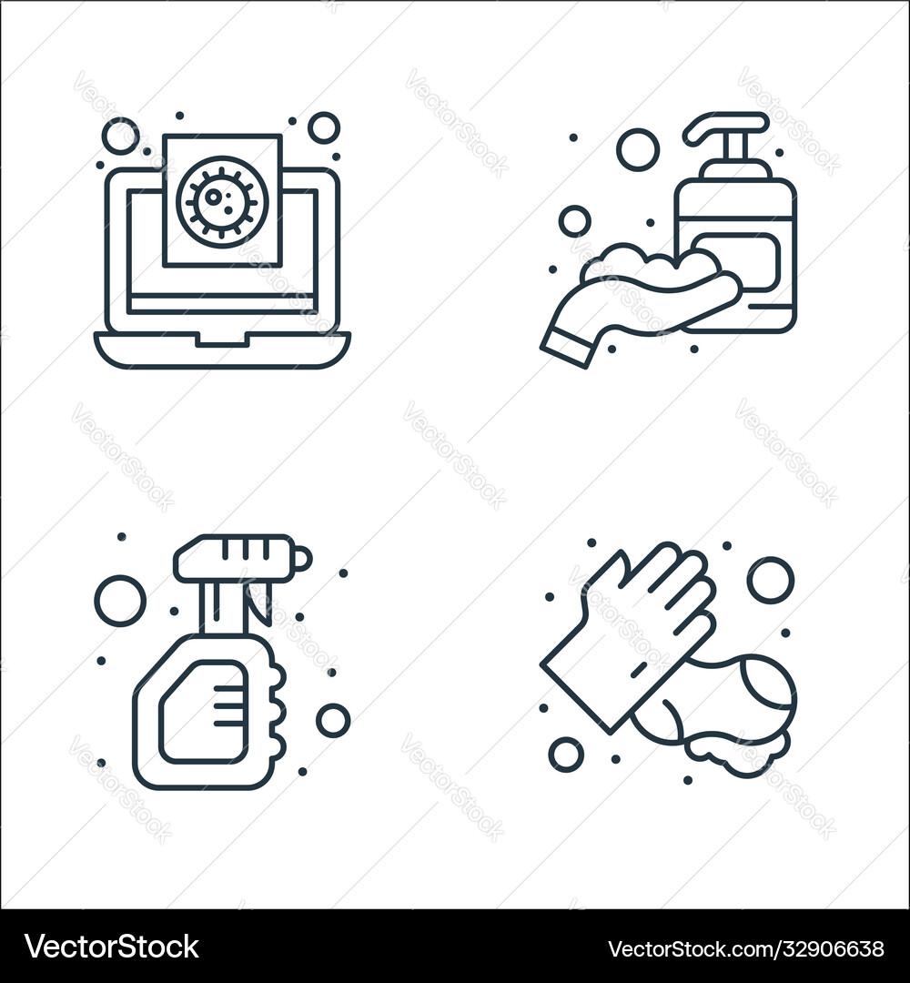 Wash hands line icons linear set quality line set Vector Image