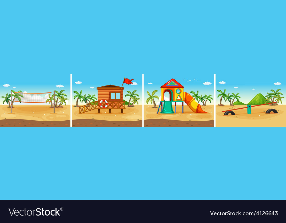 Beach scene Royalty Free Vector Image - VectorStock
