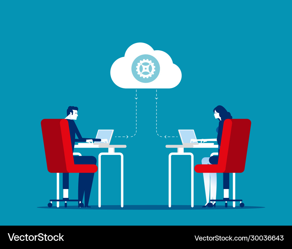 Business team sharing information in service Vector Image