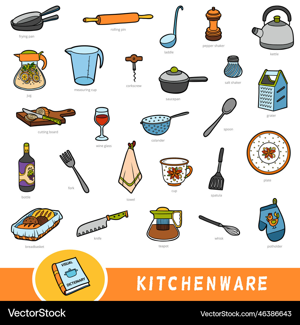 Color set of kitchenware collection items Vector Image