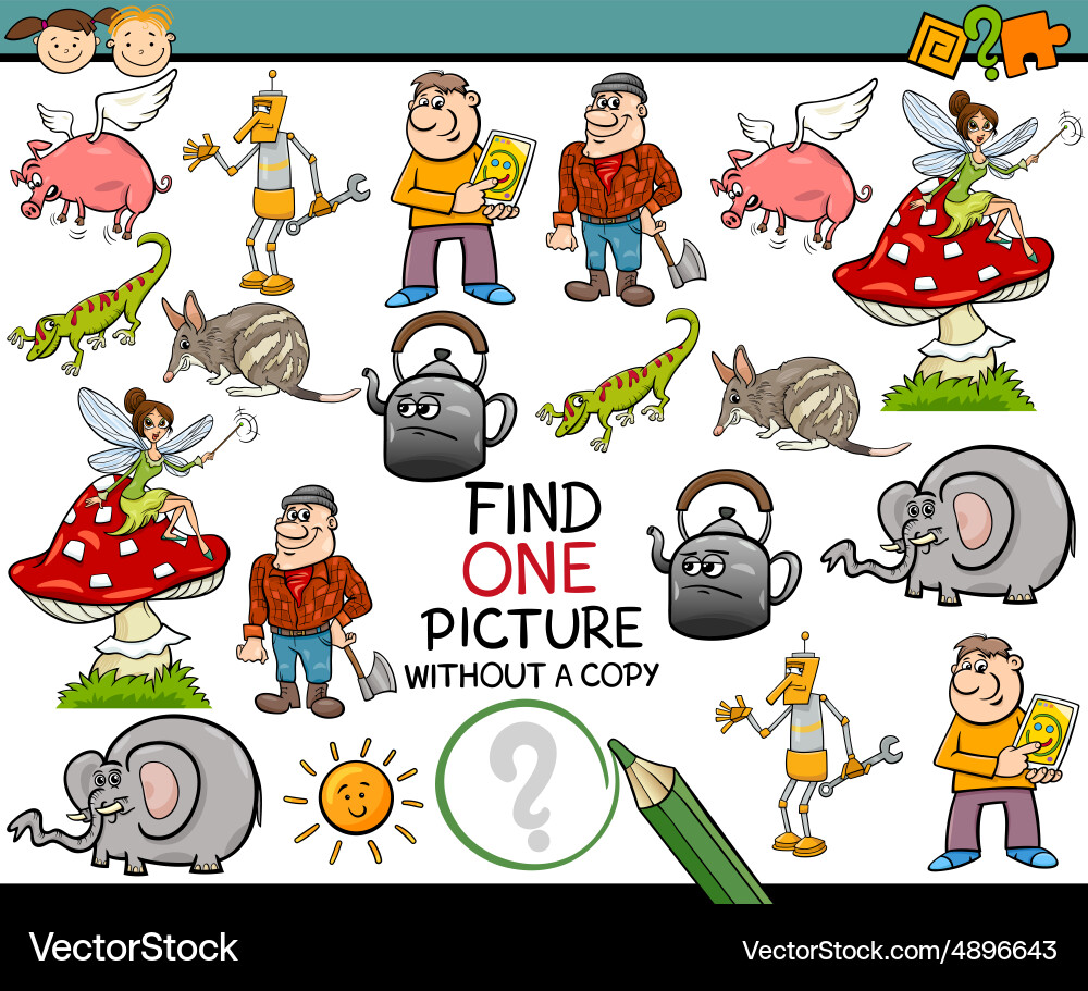 Find single picture game cartoon Royalty Free Vector Image