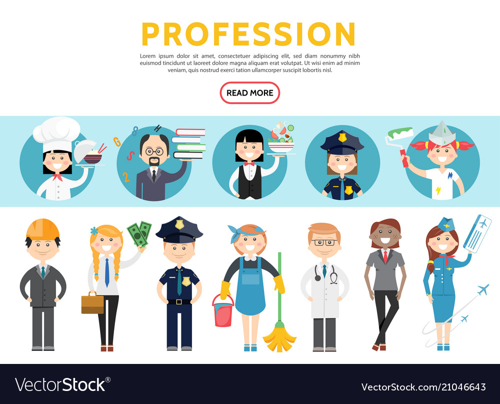 Flat professions set Royalty Free Vector Image