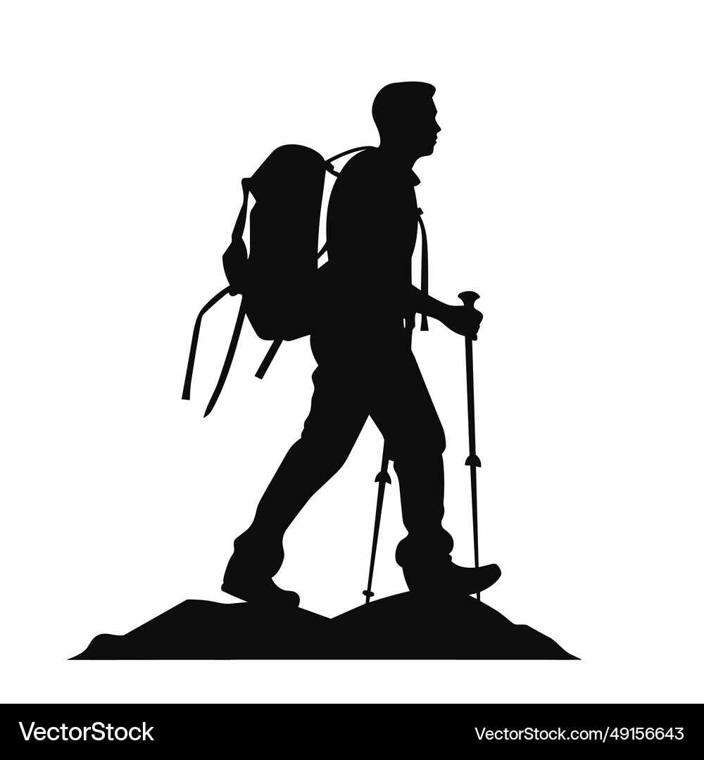 Hiker black icon on white background hiker Vector Image