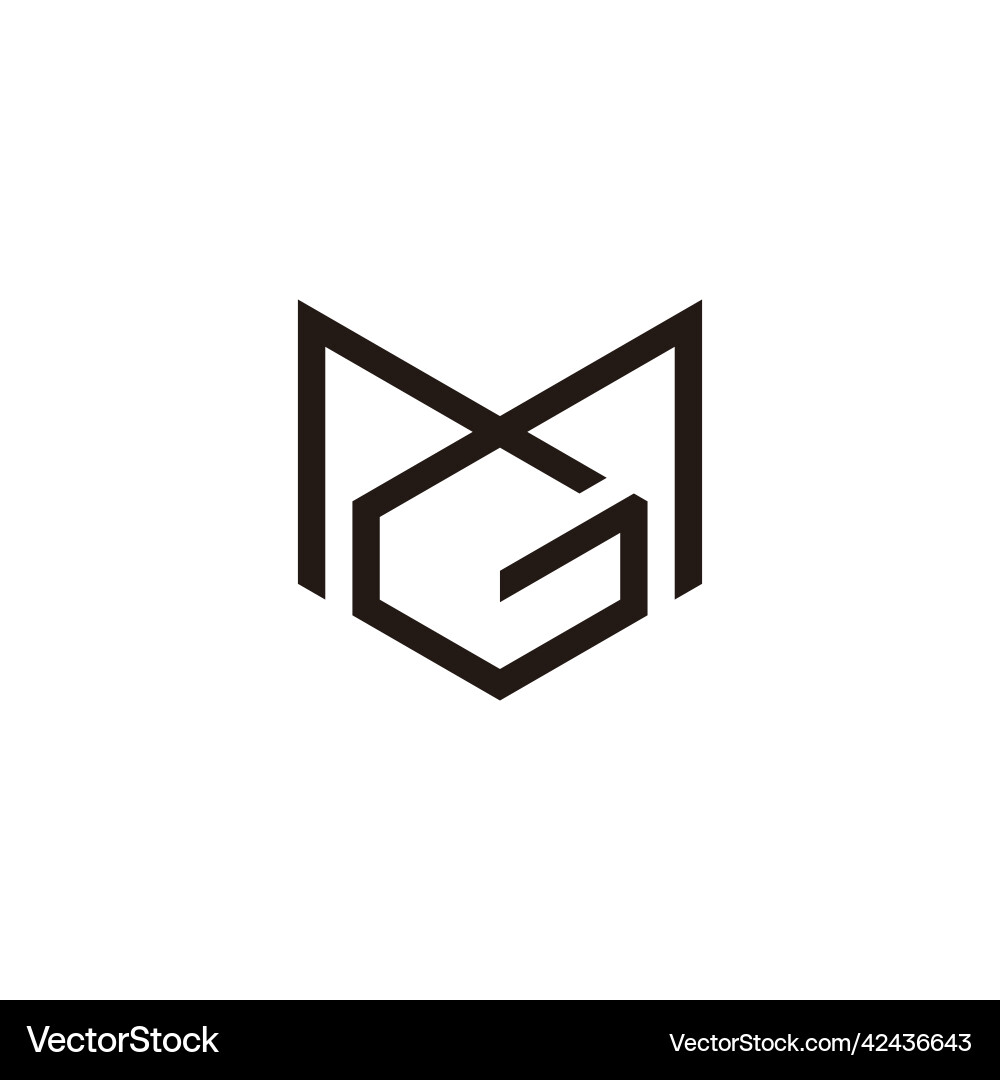 Letter mg linked hexagonal geometric line logo Vector Image