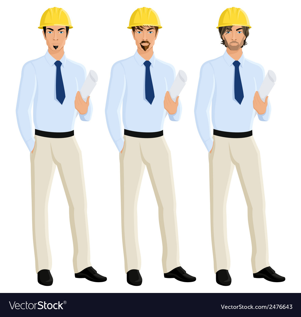 Man engineer portrait set Royalty Free Vector Image