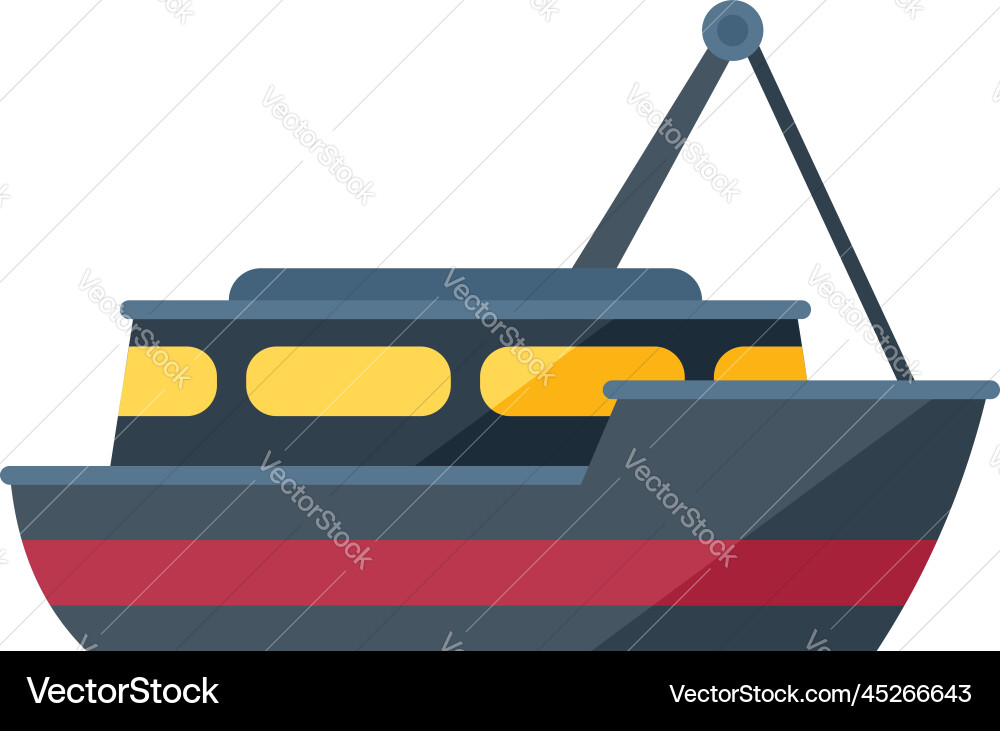 Seafood fish boat icon flat sea ship Royalty Free Vector