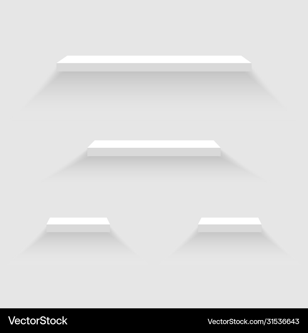 Shelves with light and shadow in empty white room Vector Image
