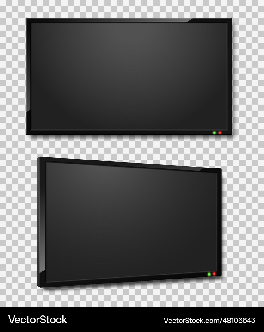 Tv screen realistic led or lcd screens black Vector Image