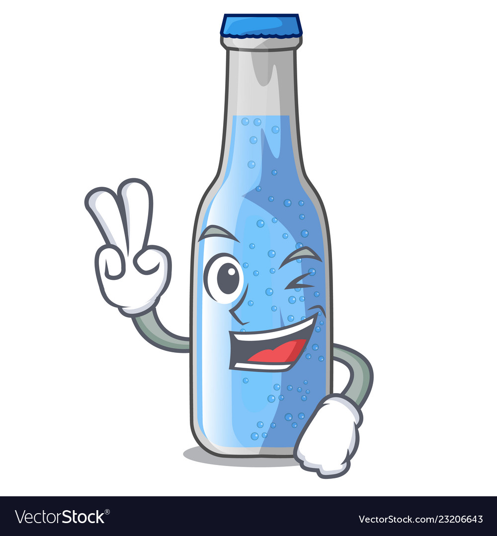 Two Finger Soda Water Bottle Near Cartoon Table Vector Image