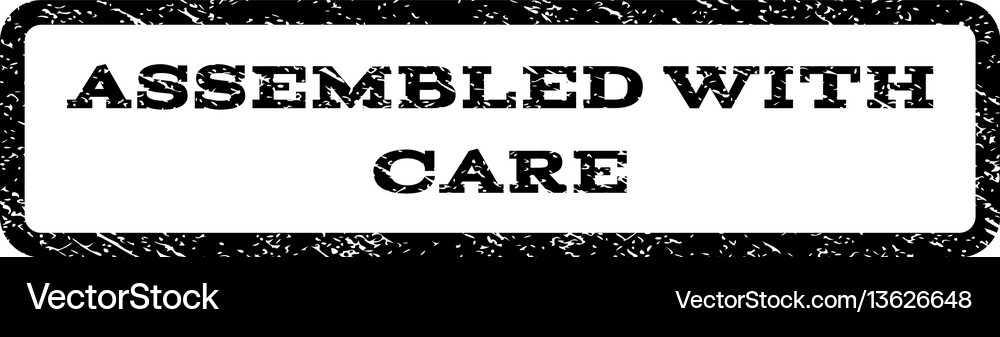 Assembled with care watermark stamp Royalty Free Vector