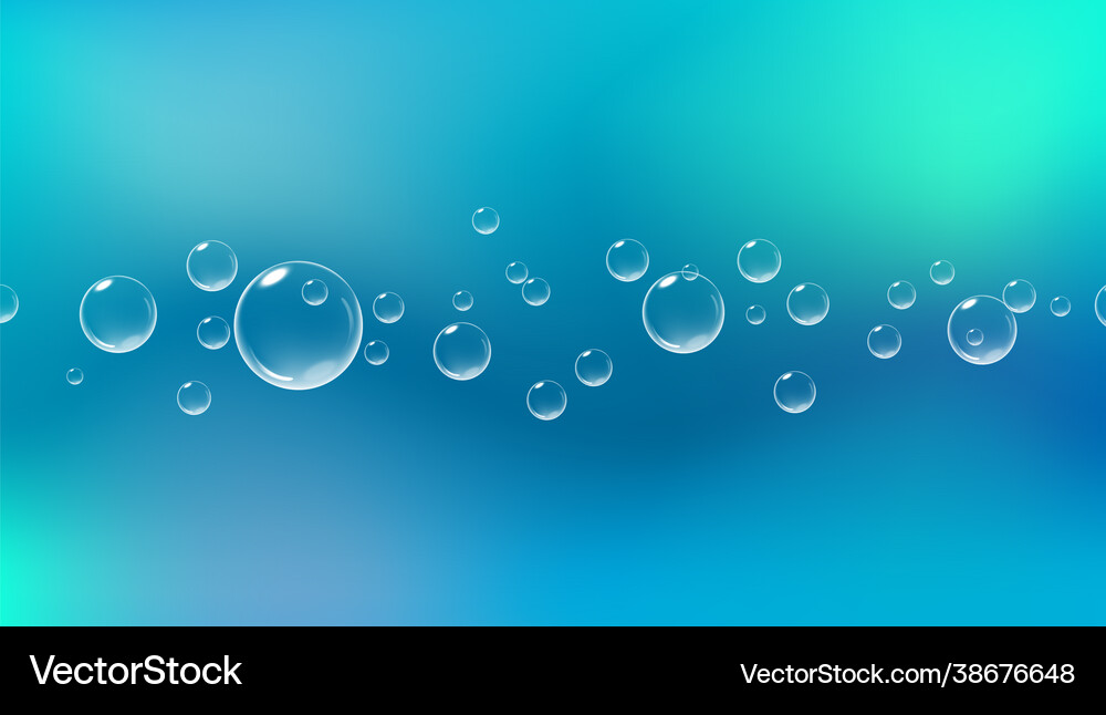 Bright blue background with fizzing bubbles fizzy Vector Image