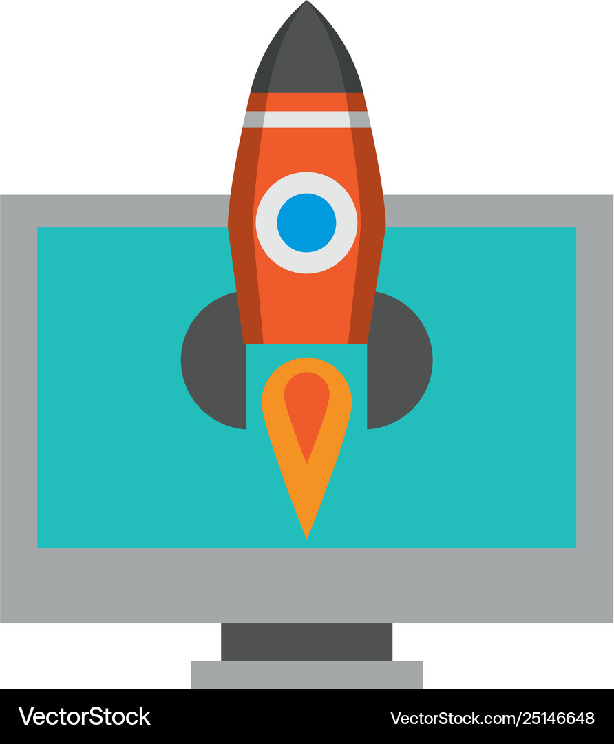 Computer and rocket Royalty Free Vector Image - VectorStock