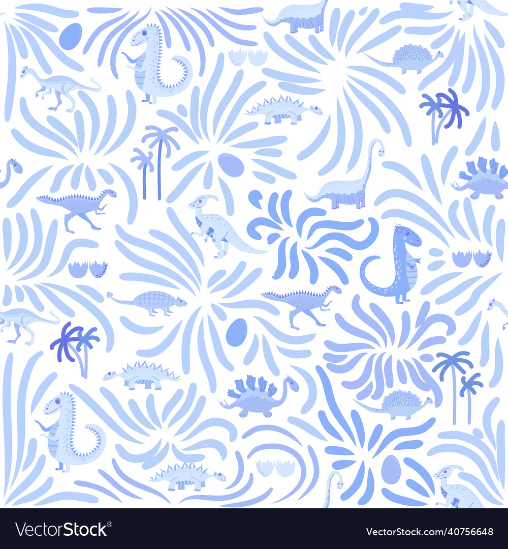 Cute dinosaurs seamless pattern solid Royalty Free Vector