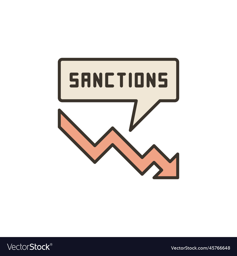 Falling red arrow with economic sanctions speech Vector Image