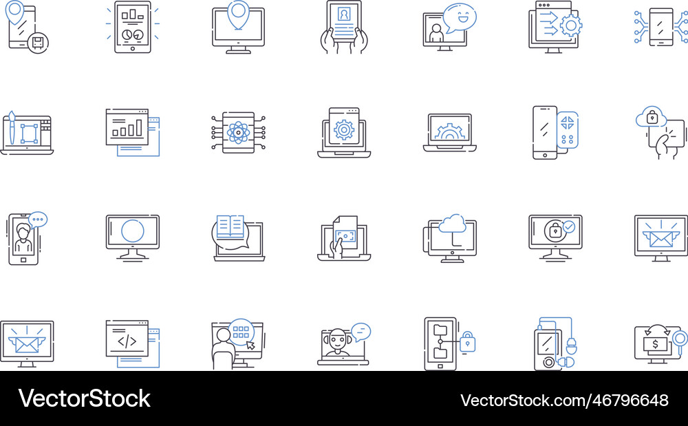 Gizmos line icons collection technology gadgets Vector Image