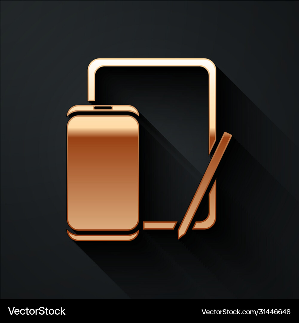 Gold smartphone mobile phone and graphic tablet Vector Image