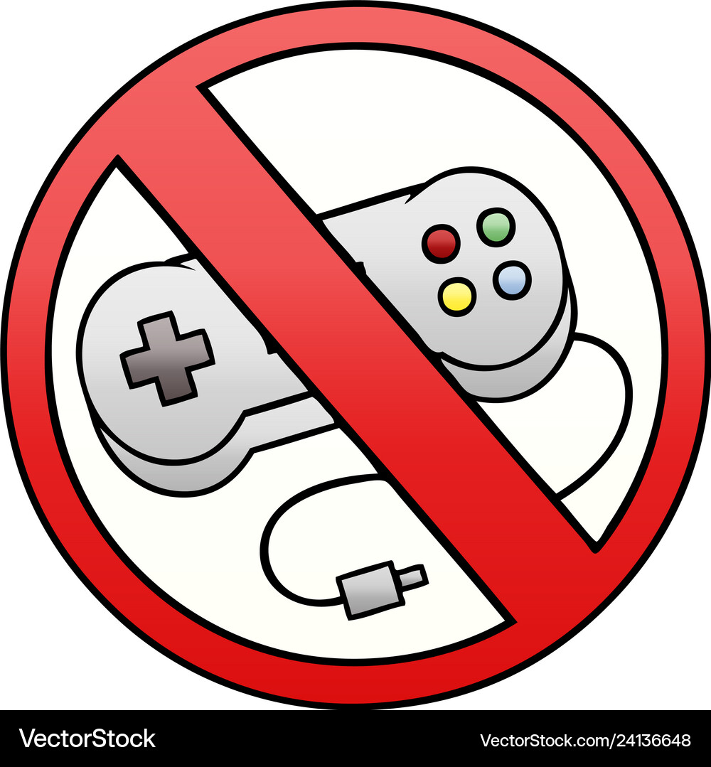 Gradient shaded cartoon no gaming allowed sign Vector Image