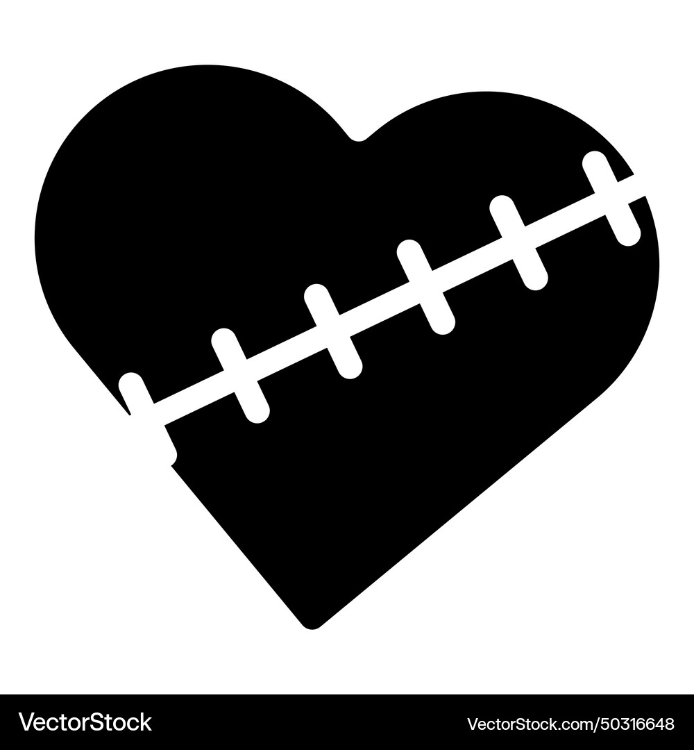 Heart with stitches flat icon isolated on white Vector Image