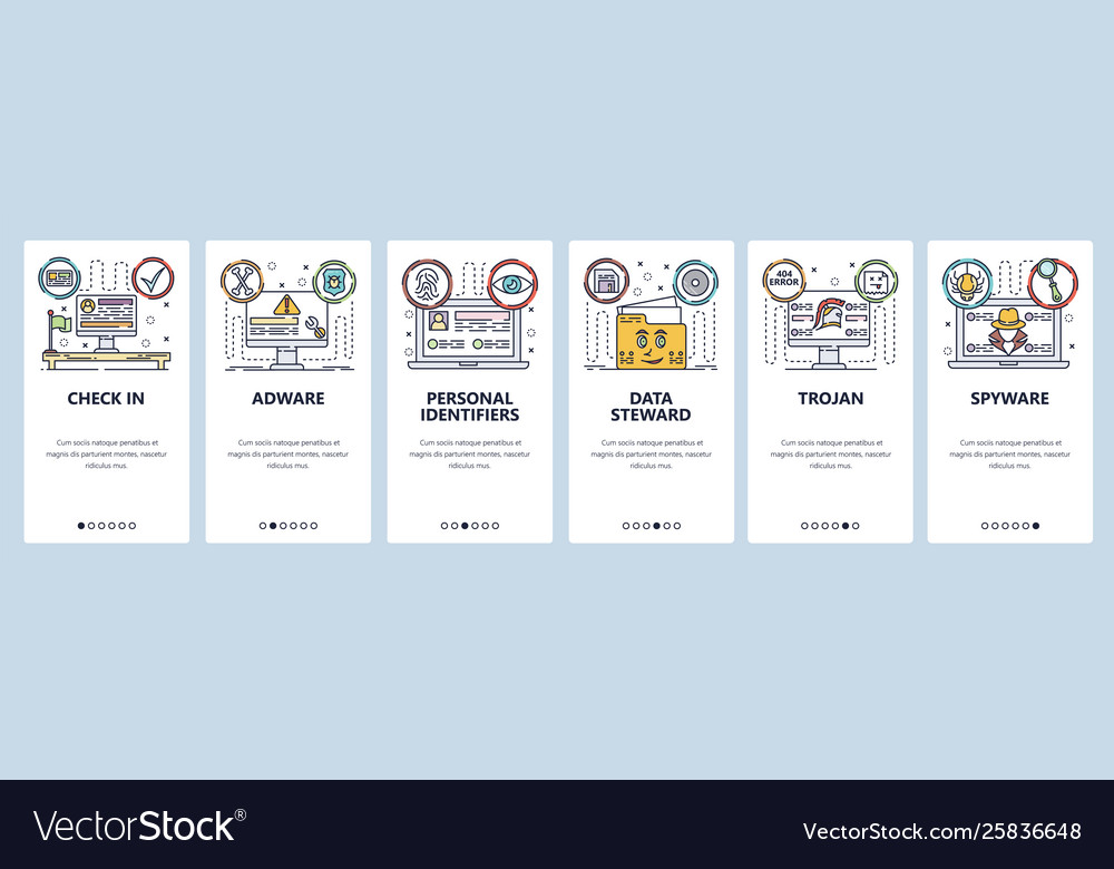 Mobile App Onboarding Screens Cyber Security Vector Image