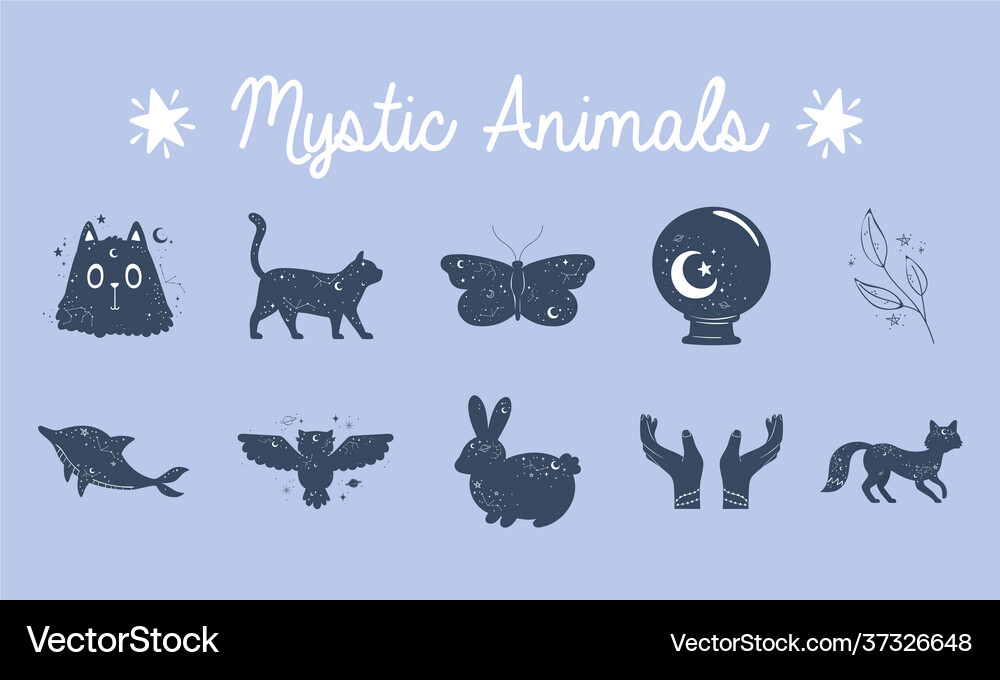 Mystic animals astrology Royalty Free Vector Image