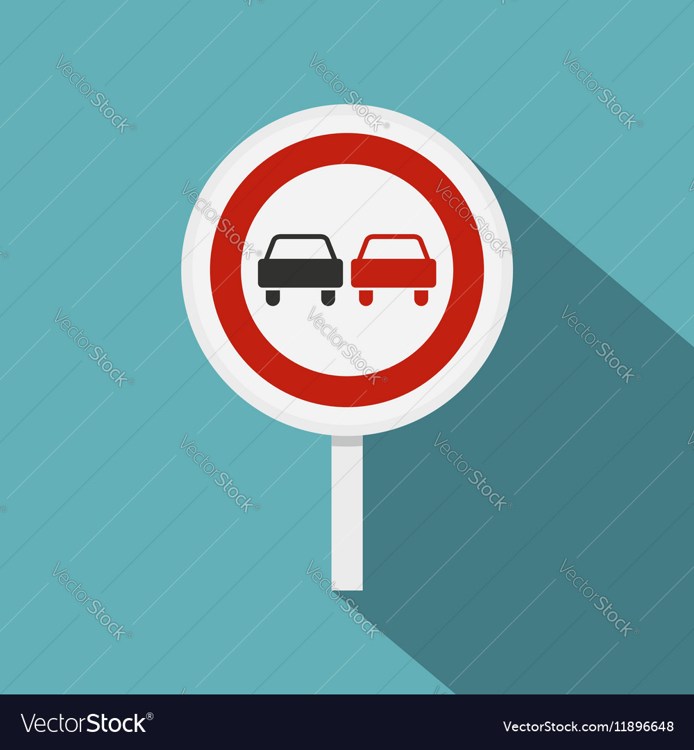 No overtaking road traffic sign icon flat style Vector Image