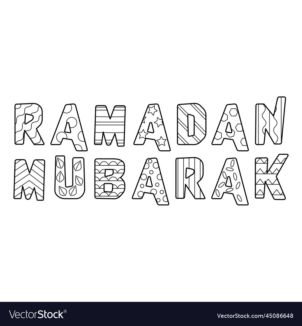 Ramadan mubarak isolated coloring page for kids Vector Image