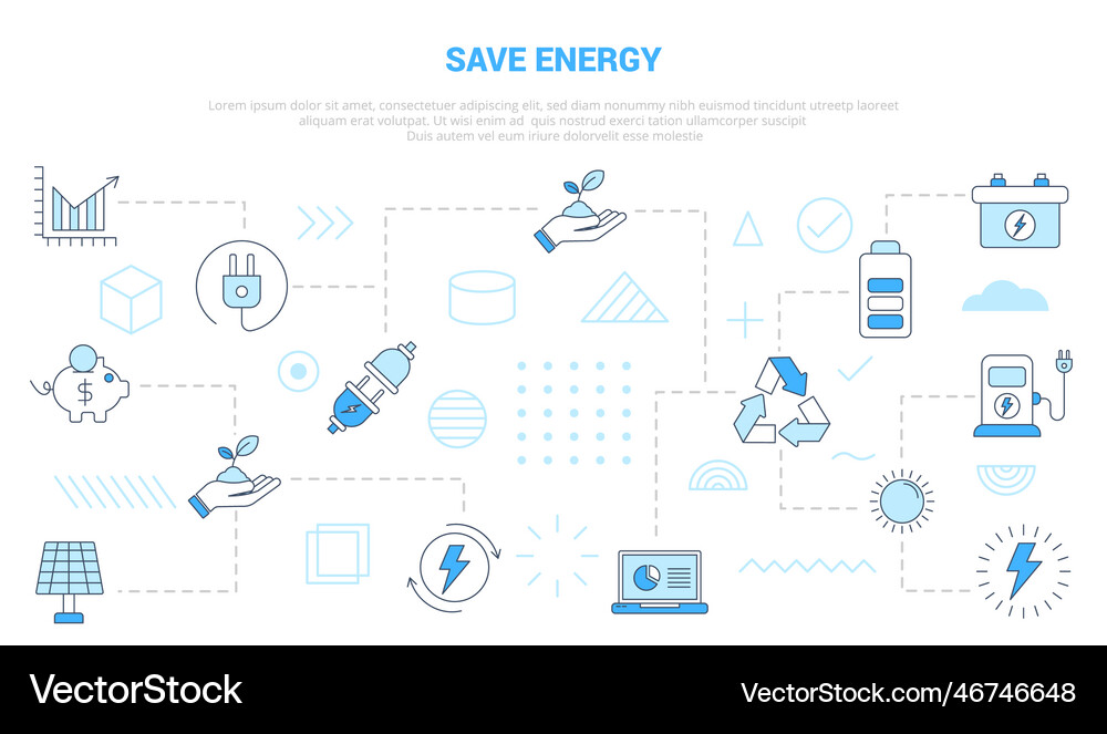 Save energy concept with icon set template banner Vector Image